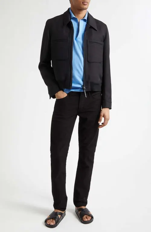 TOM FORD Lacquered Wool & Silk Tricotine Battle Jacket
