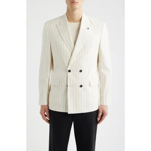 ALLSAINTS Ridley Slim Fit Pinstripe Double Breasted Sport Coat