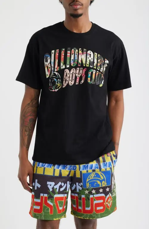 BILLIONAIRE BOYS CLUB Curve Collage Cotton Graphic T-shirt - Black