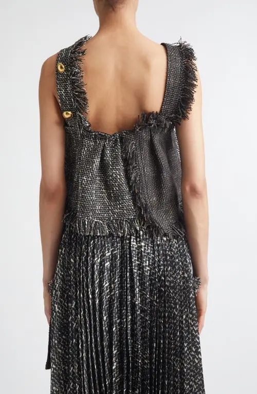 Sacai Crop Mixed Tweed Camisole