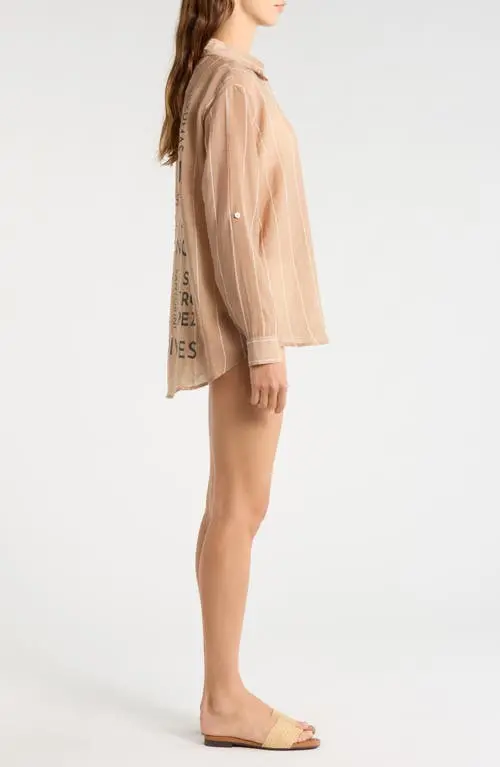 Elan Striped Button-up Shirt - Tan