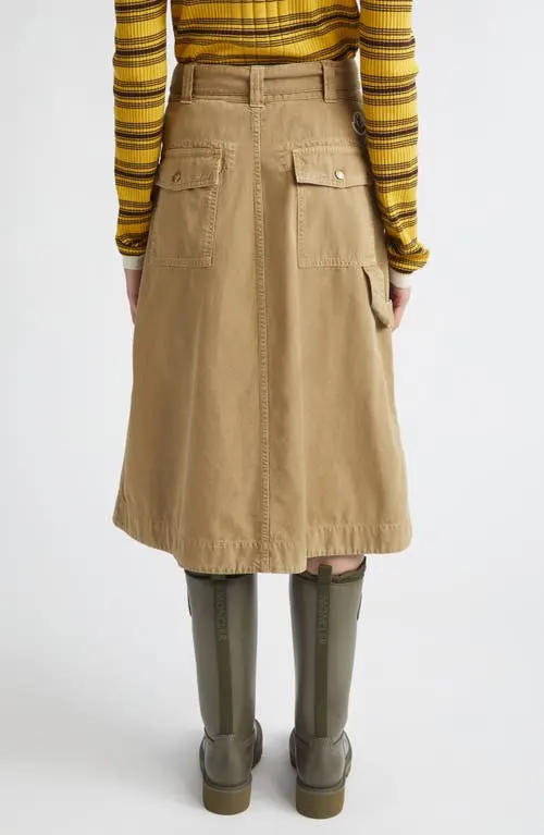 Moncler Belted Cotton A-line Skirt - Beige