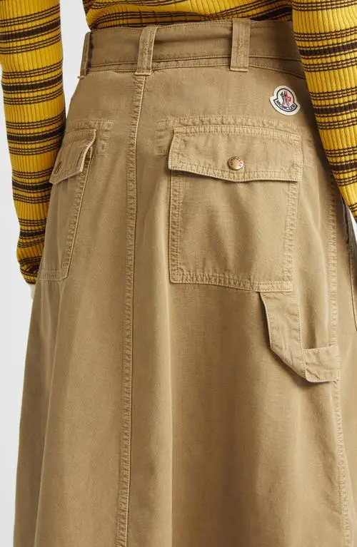 Moncler Belted Cotton A-line Skirt - Beige