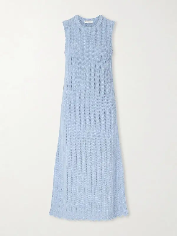 Altuzarra Sissi Open-knit Organic Cotton Dress - Blue