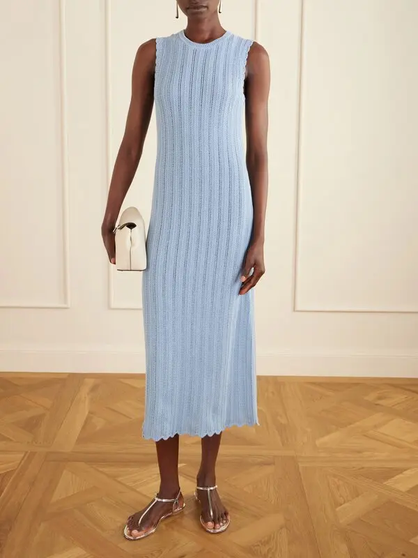 Altuzarra Sissi Open-knit Organic Cotton Dress - Blue