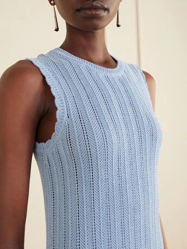 Altuzarra Sissi Open-knit Organic Cotton Dress - Blue