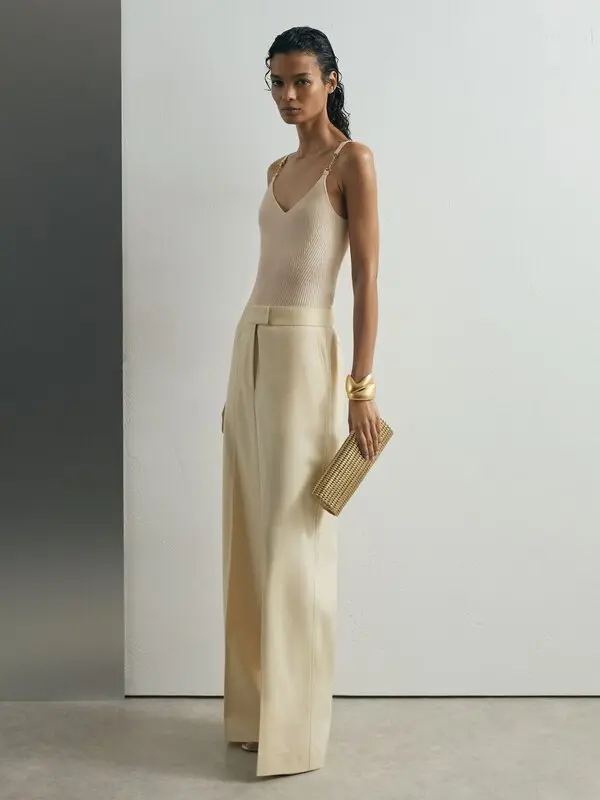 ATELIER Silk-blend Rib-knit Cami - Off White