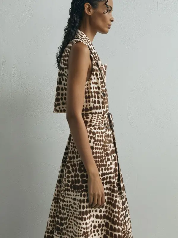 ATELIER Cotton Animal-print Tailored Dress