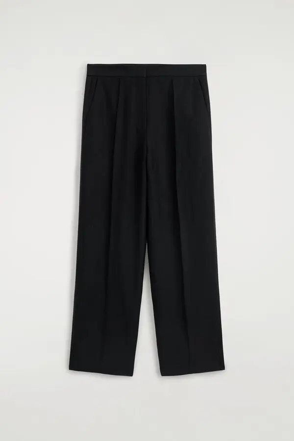 Cos Tailored Linen-blend Straight-leg Pants - Black