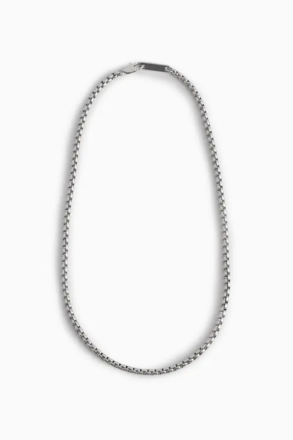 Cos Box-chain Necklace - Silver-colored