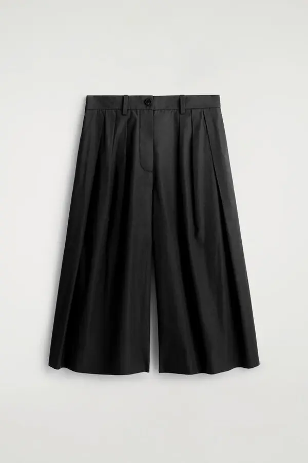 Cos Pleated Cotton Culottes - Black