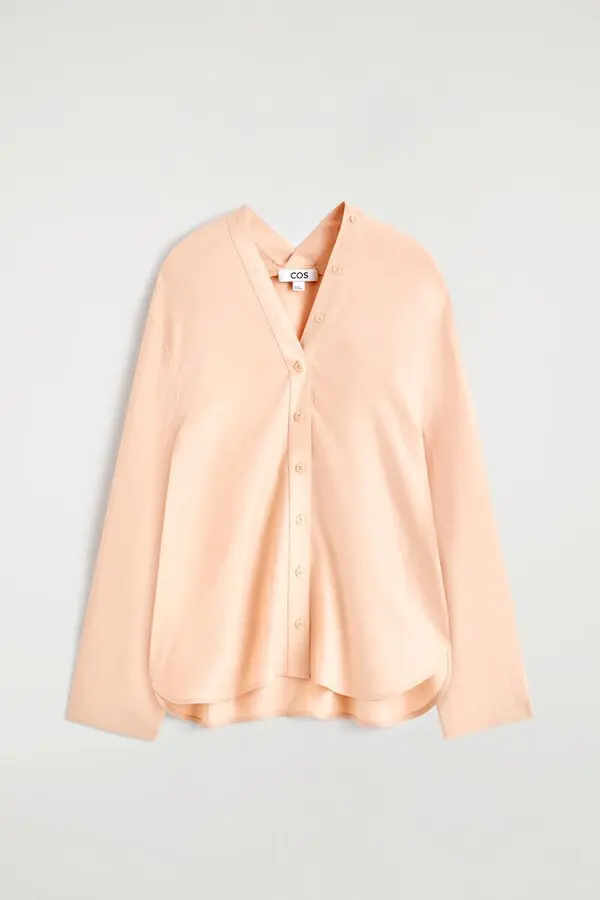 Cos Button-detail Linen V-neck Shirt