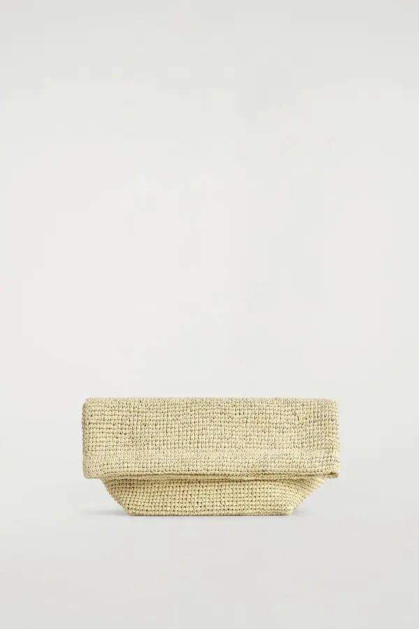 Cos Folded Straw Clutch Bag - Beige