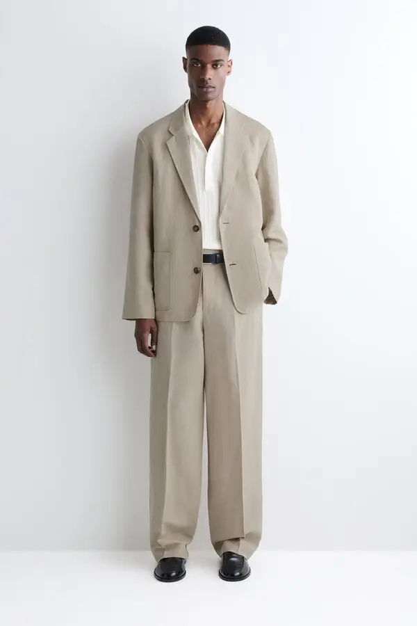 Cos Unstructured Linen-blend Blazer - Beige