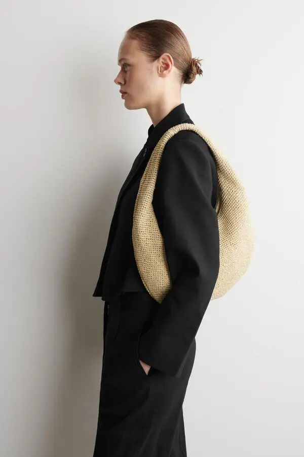 Cos Curved Straw Shoulder Bag