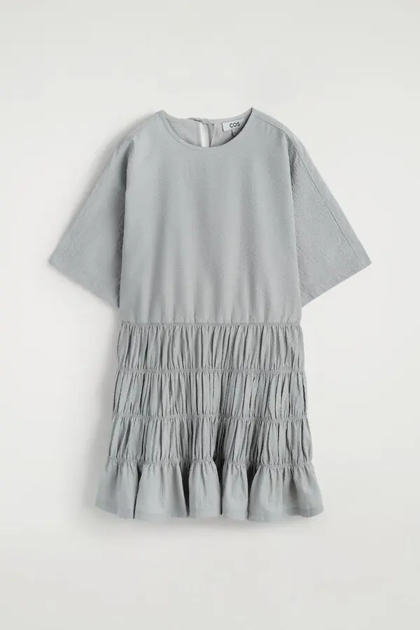 Cos Smocked Seersucker Mini Dress