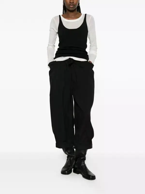 Y3 Drawstring Waist Trousers With Buttoned Cuffs