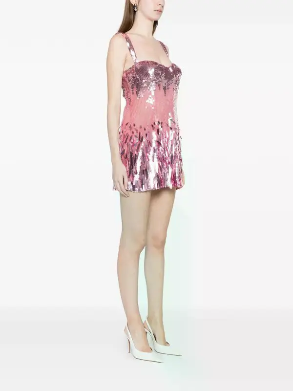 Retrofete Solstise Sequin Fringe Mini Dress - Pink