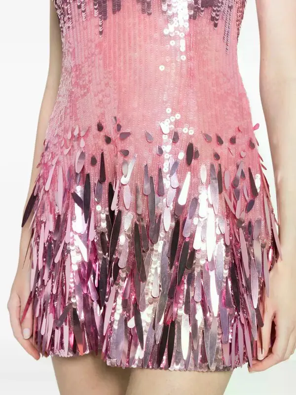 Retrofete Solstise Sequin Fringe Mini Dress - Pink