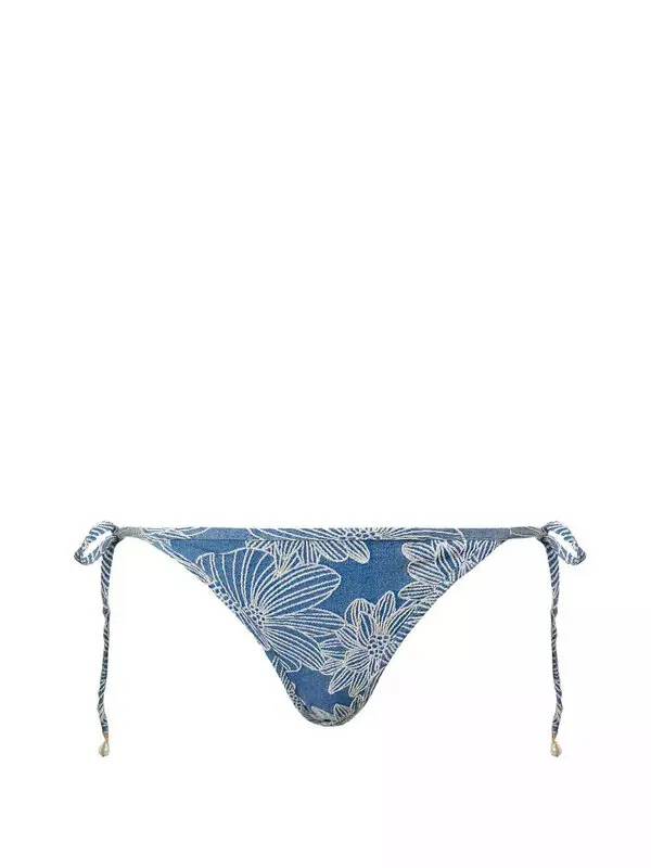 TWINSET Floral Print Bikini Bottoms - Blue