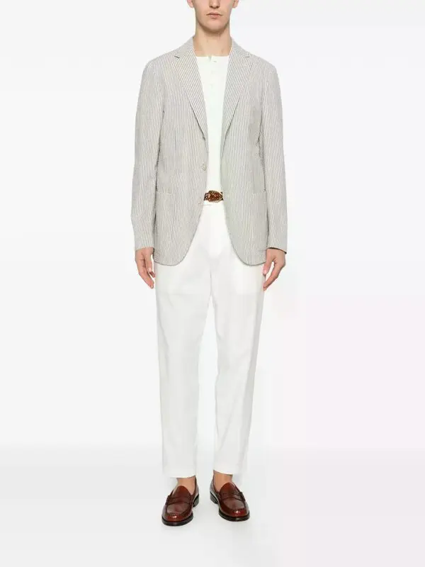 Eleventy Striped Single-breasted Jacket - Neutrals