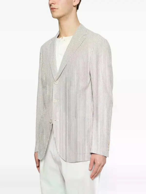 Eleventy Striped Single-breasted Jacket - Neutrals