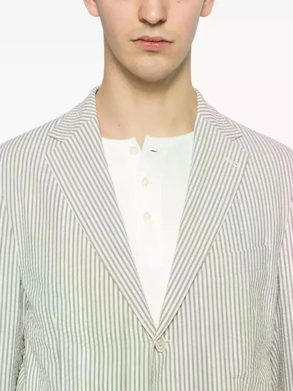 Eleventy Striped Single-breasted Jacket - Neutrals