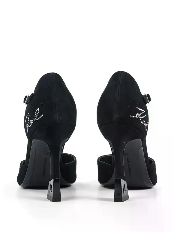 Karl Lagerfeld Suede Embellished Ankle Strap Pumps