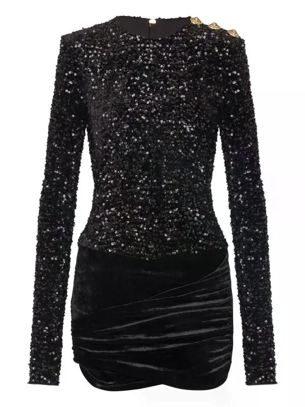 Balmain Sequin Velvet Mini Dress