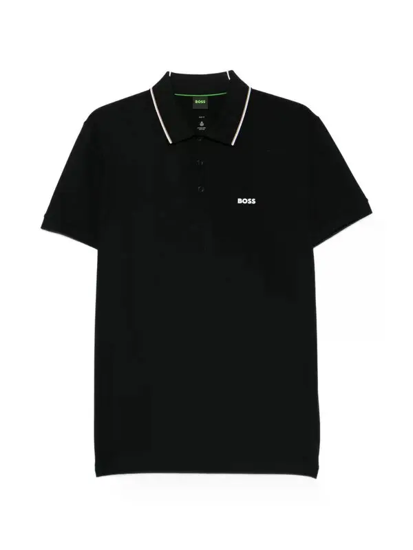 BOSS Tipped Cotton Polo Shirt - Black