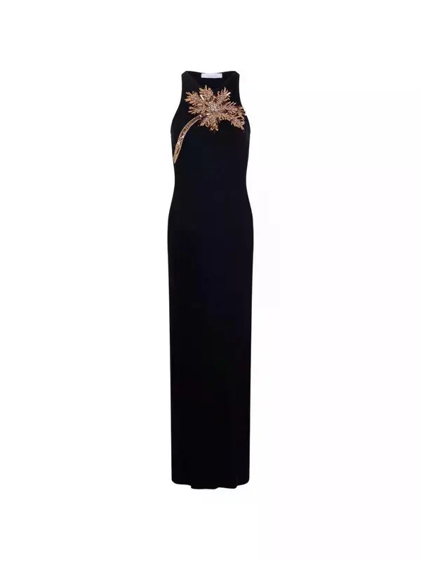 Rabanne Embroidered Palm Tree Maxi Dress - Black