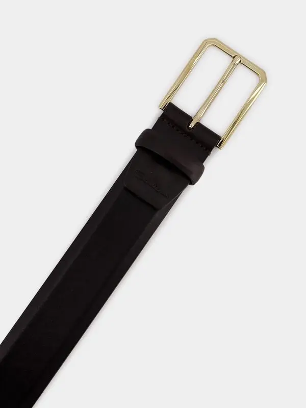 Santoni Polished Leather Belt - Brown