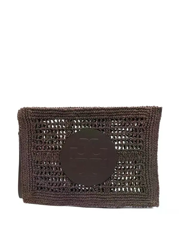 Tory Burch Hand-crocheted Logo Clutch - Brown