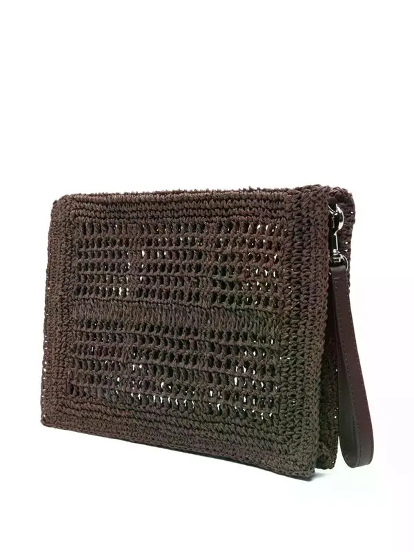 Tory Burch Hand-crocheted Logo Clutch - Brown