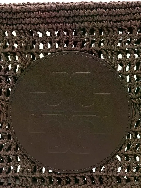 Tory Burch Hand-crocheted Logo Clutch - Brown