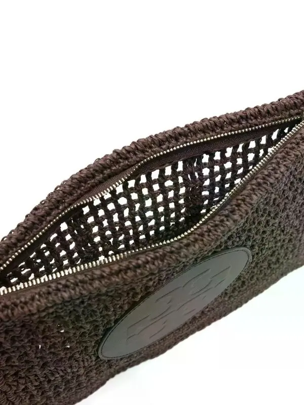 Tory Burch Hand-crocheted Logo Clutch - Brown
