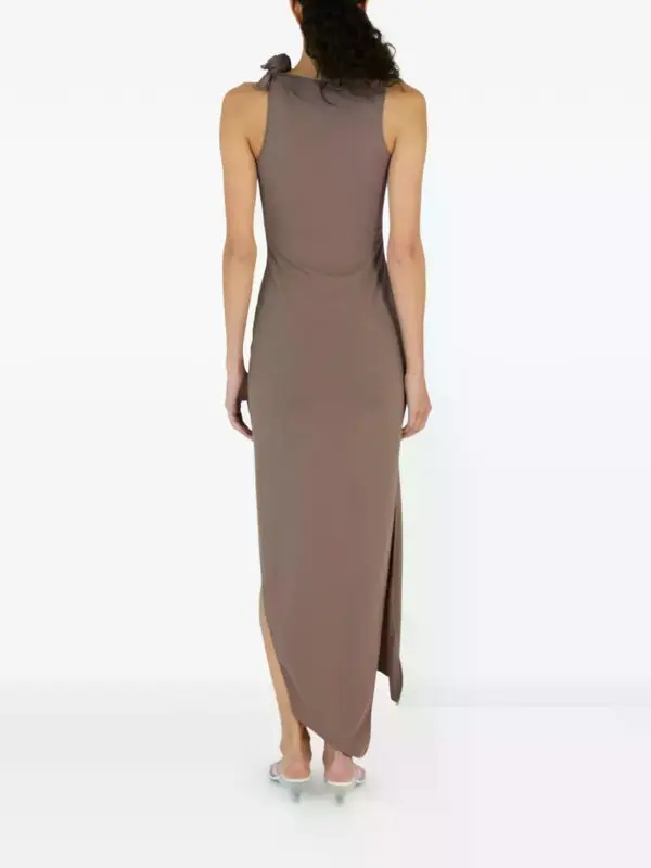 Coperni Flower-appliqué Asymmetric Dress - Brown