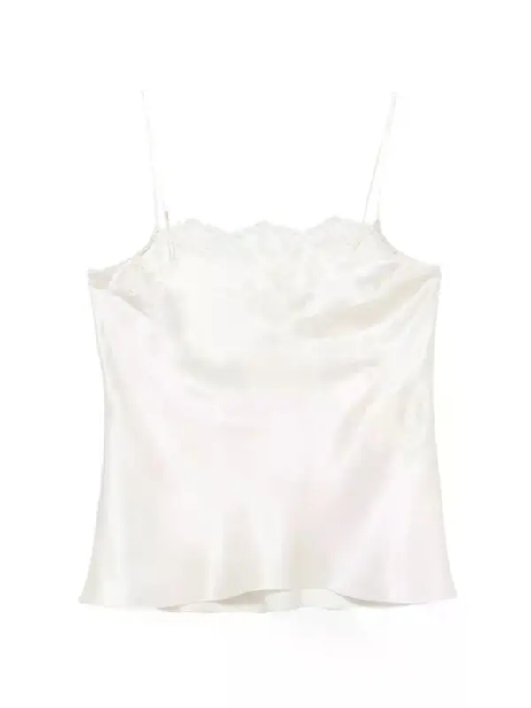 Carine Gilson Lace-detail Silk Camisole - Neutrals