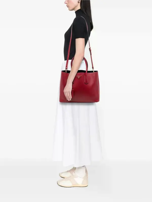 Prada Medium Saffiano Cuir Double Satchel - Red