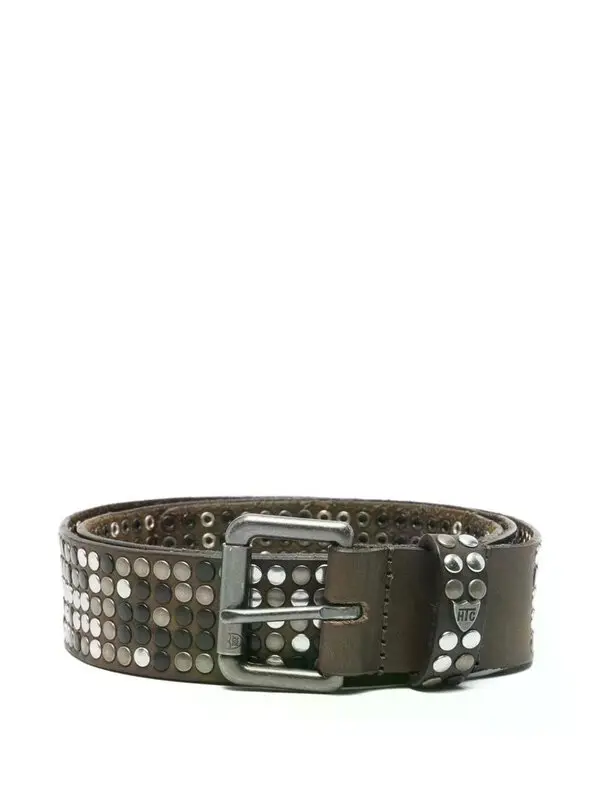HTC LOS ANGELES Studded Leather Belt - Brown