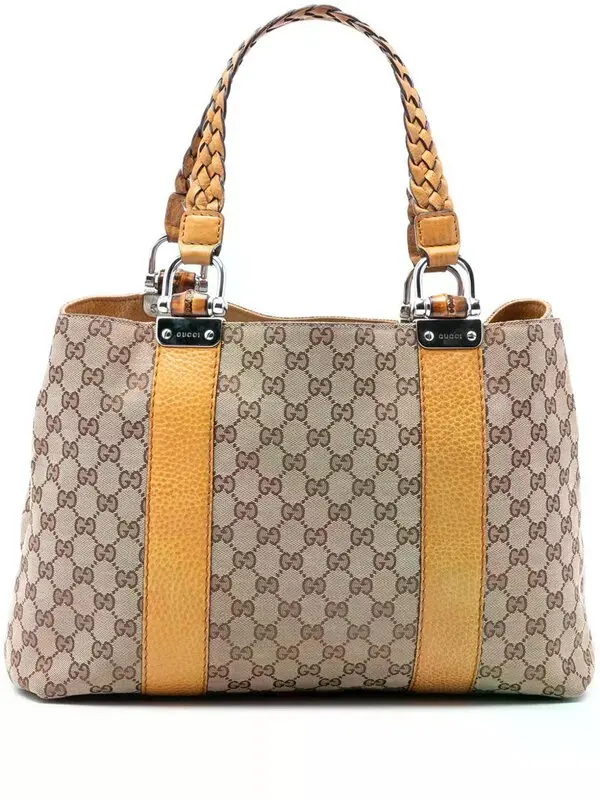 Gucci 2016-2026 Gg Canvas Bamboo Libeccio Tote Bag - Neutrals