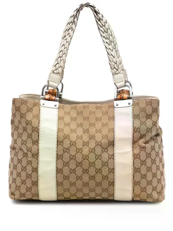 Gucci Gg Canvas Bamboo Libeccio Tote Bag - Neutrals