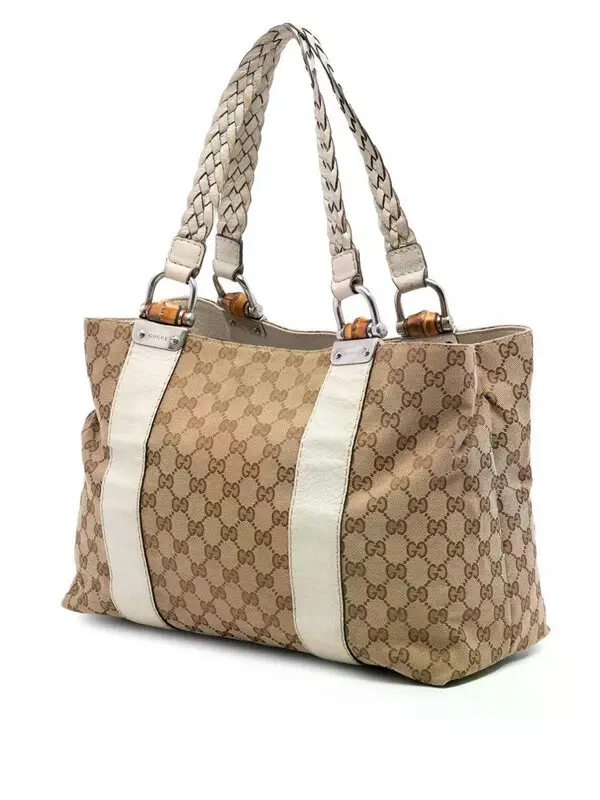 Gucci Gg Canvas Bamboo Libeccio Tote Bag - Neutrals