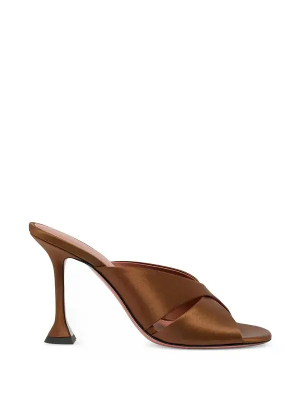 Amina Muaddi Salma Satin Sandals - Brown