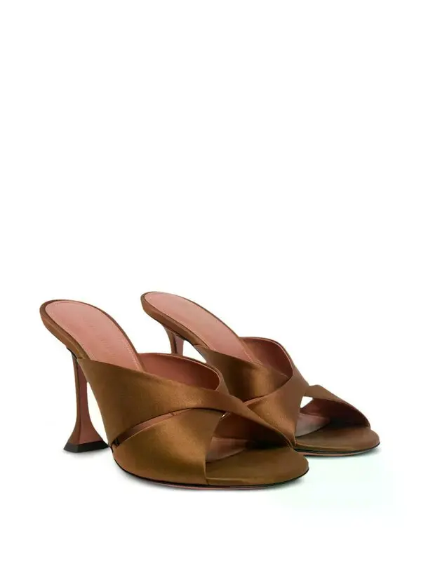 Amina Muaddi Salma Satin Sandals - Brown