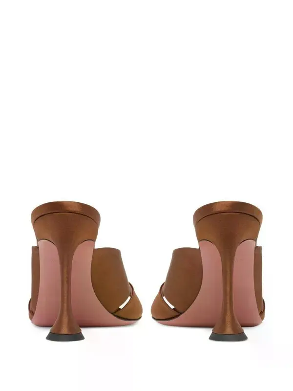 Amina Muaddi Salma Satin Sandals - Brown
