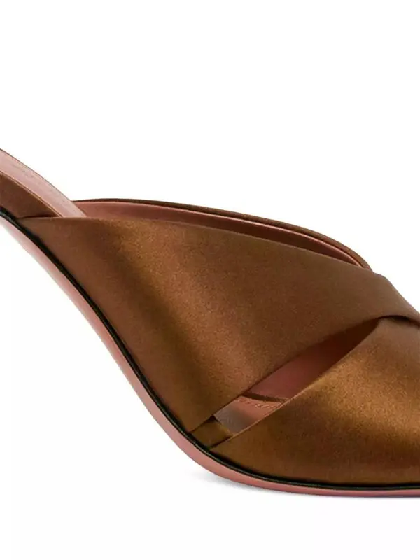Amina Muaddi Salma Satin Sandals - Brown