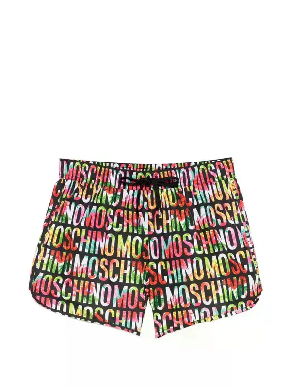 Moschino Logo Print Swim Shorts - Black
