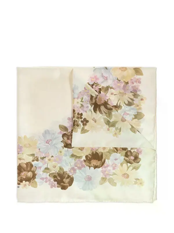 Versace Floral Silk Scarf - Neutrals
