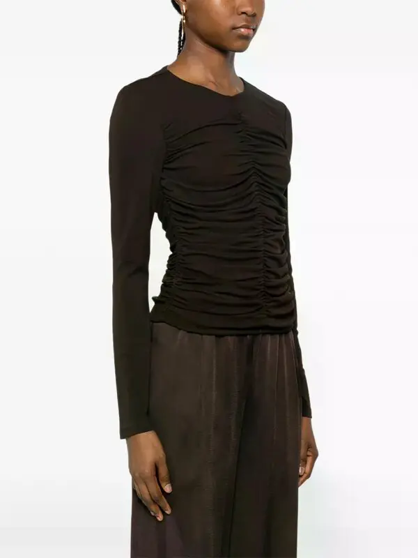 FRAME Ruched Long-sleeve Blouse